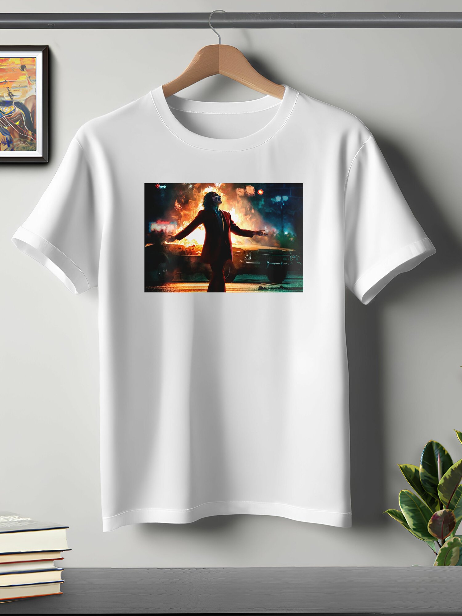 Футболка ONEQ унисекс 50-52 (XL) размер с принтом Джокер, белая