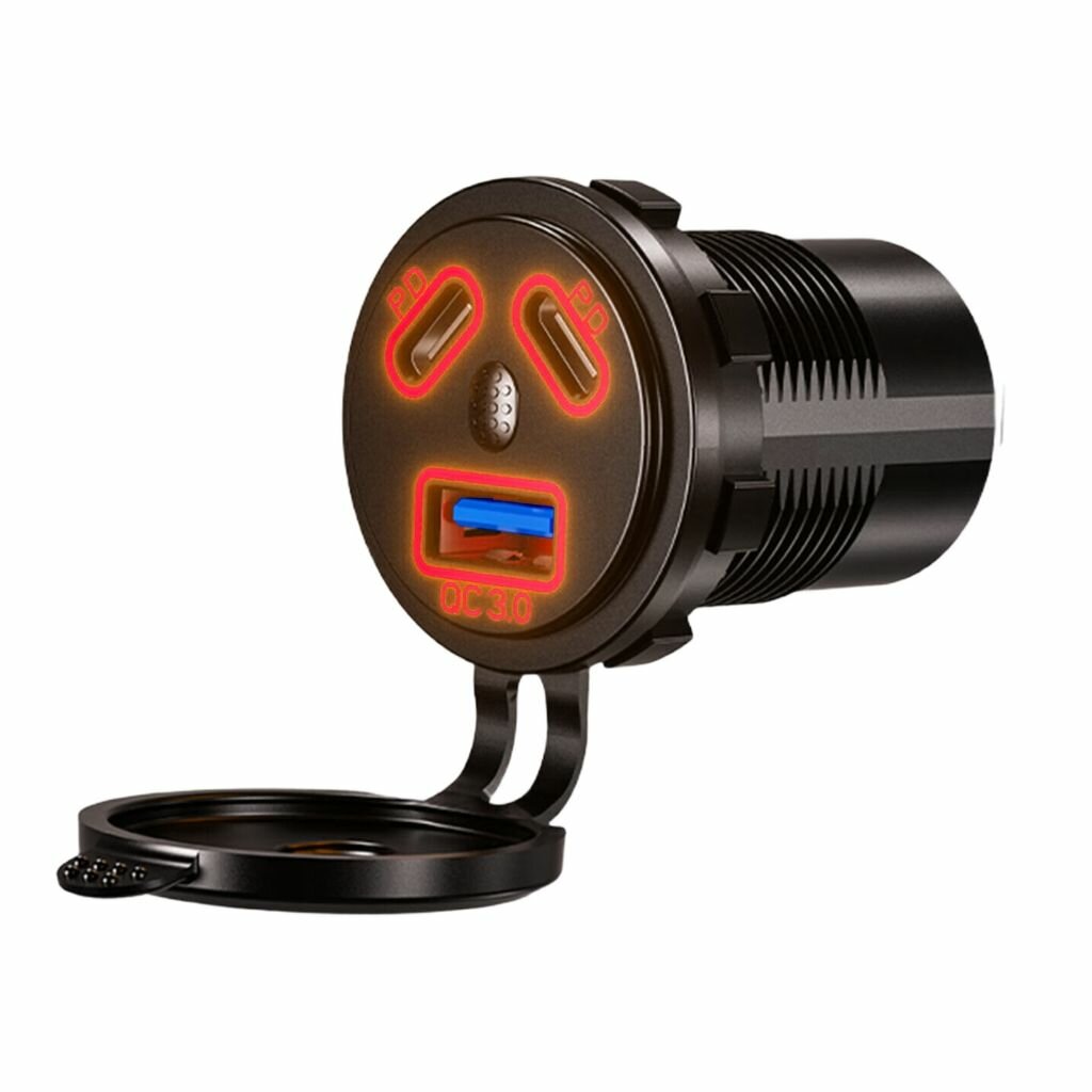 Зарядное устройство, P22A USB+двойное PD быстрое зарядное устройство 45W - красный - без провода, 1 шт