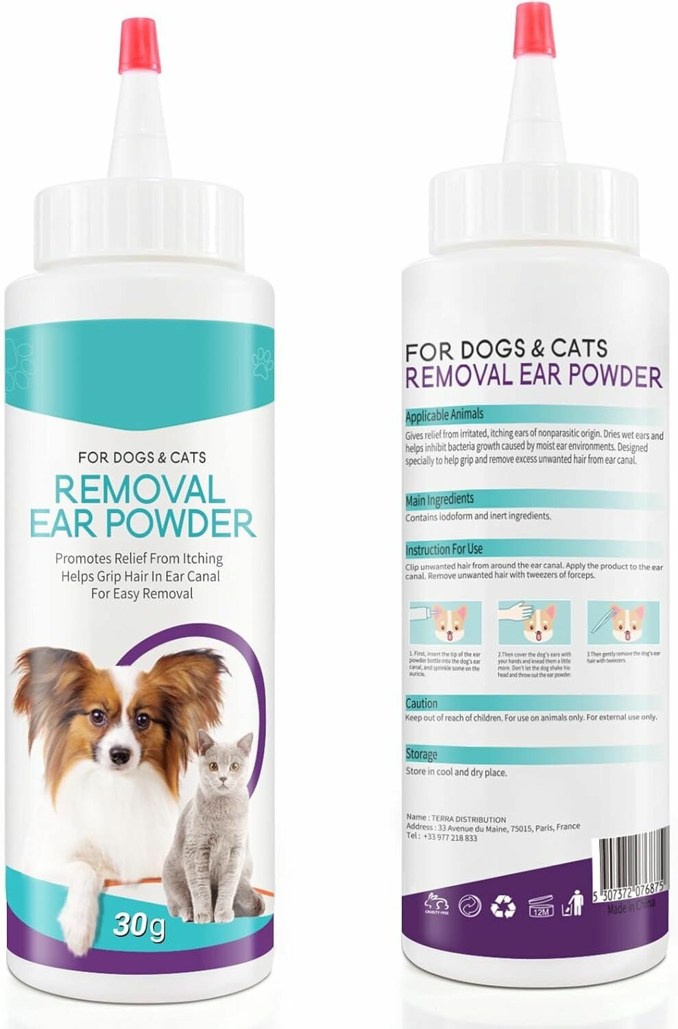 Очиститель ушей для собак, порошок для ушей для собак и кошек 2025