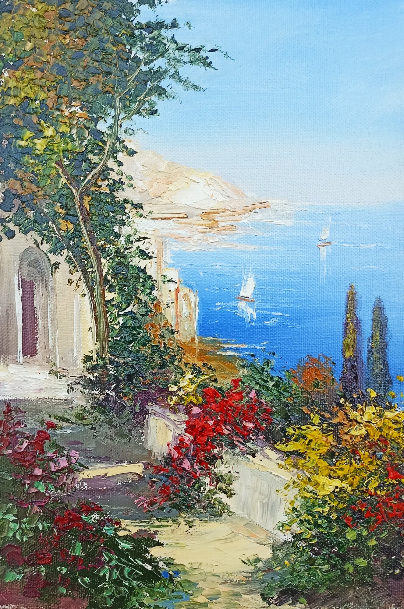 Картина масло/холст. 100% ручная работа, 100% живопись от Художественной мастерской Грëзы. Картина из серии "Средиземноморье". Картина написана в импрессионистском стиле. Размер 20х30 см.