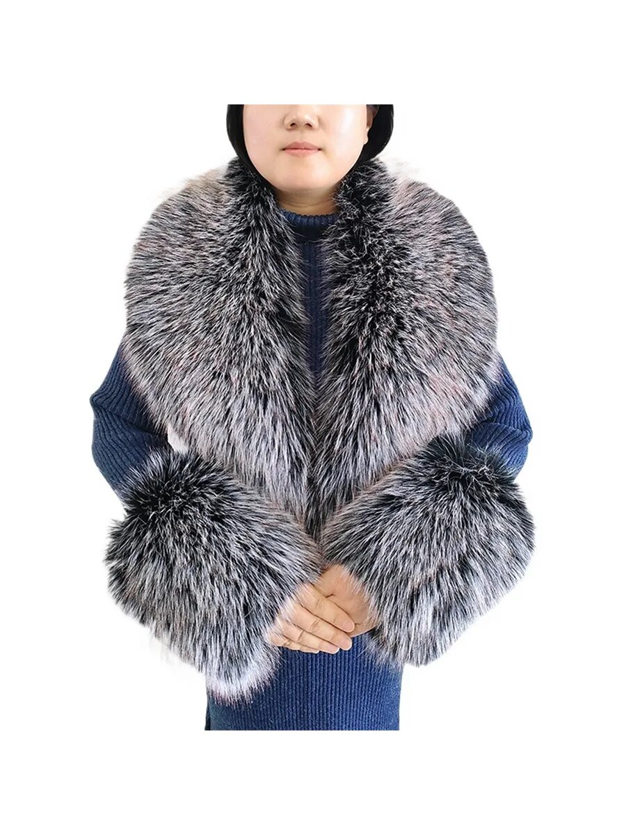 Зимний теплый меховой воротник из искусственного меха, манжеты