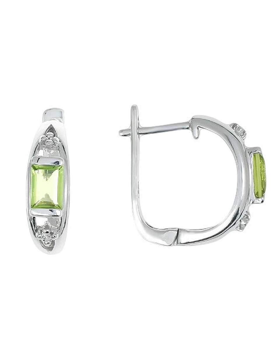 Серьги, серебро, 925 проба, родирование, фианит, хризолит