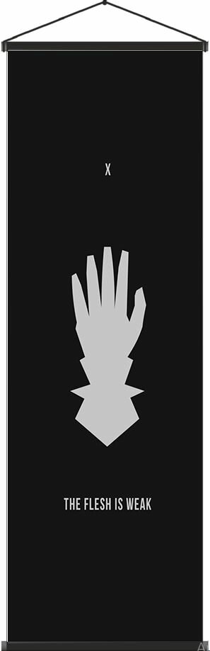 Двухсторонний вертикальный штандарт флаг легиона Железные Руки Космодесант Астартес Warhammer 40000, блэкаут, 50х150 см