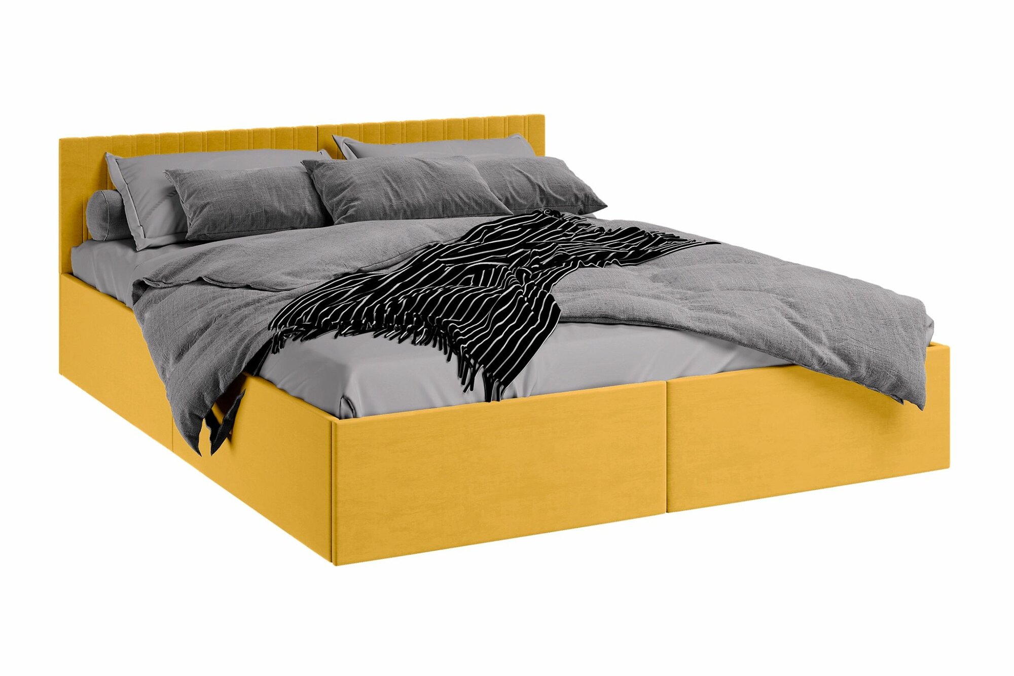 Кровать "Лекси", двуспальная, каркас из ЛДСП, обивка из текстиля, жёлтая, 168 см x 207 см