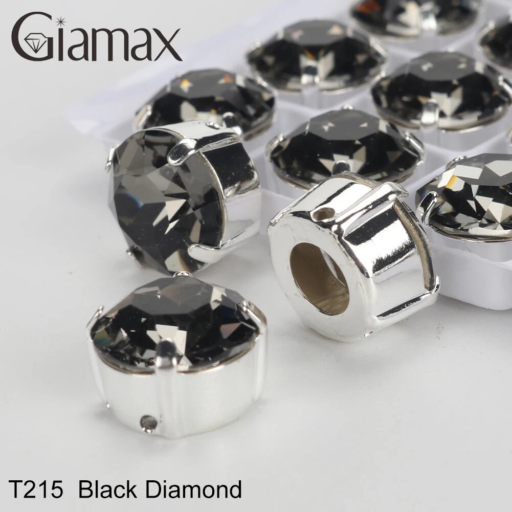 Швейные камни Giamax стекло 4 мм 5 мм 6 мм 72pcs 5mm, ST215 Black Diamond