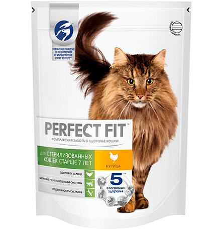 Сухой корм Перфект Фит для Пожилых и Стерилизованных кошек старше 7 лет Курица 650 г
