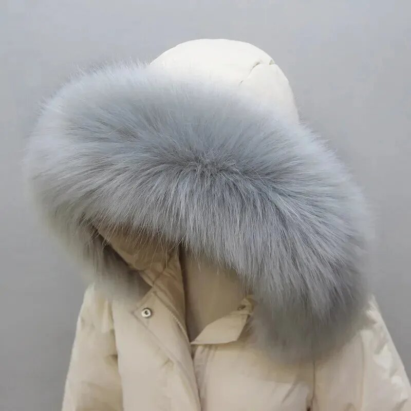 2025 Новые женщины фальшивый мех воротник большой пушистый мужчины женщины мех шарф серый ракун украшение зимняя куртка капюшон декор YT11,200,18, искусственный мех, полиэстер, полиэстер,70