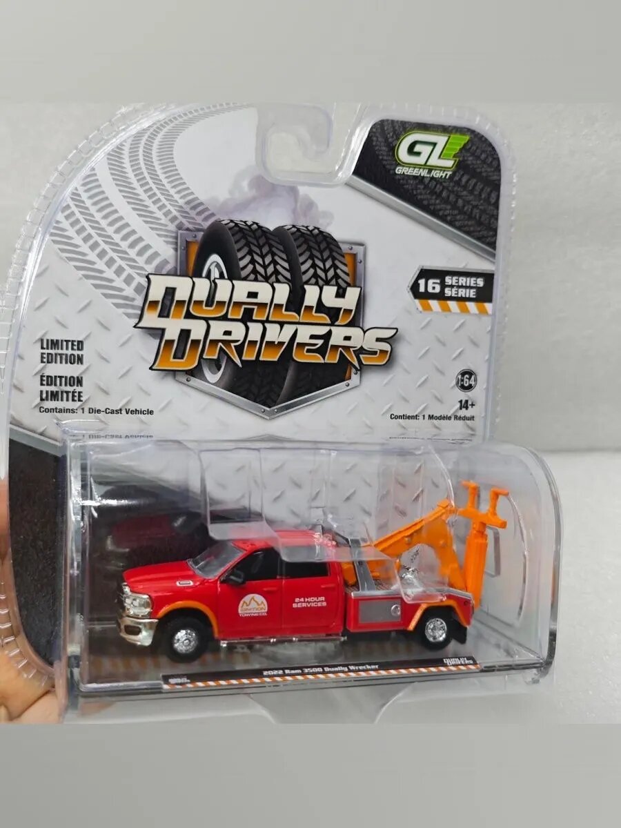 Машинка GreenLight 1/64 Dual Drive Series 16-2022 Ram 3500 Dual Tow truck Die-cast Alloy Car Model Collection Toy Gift