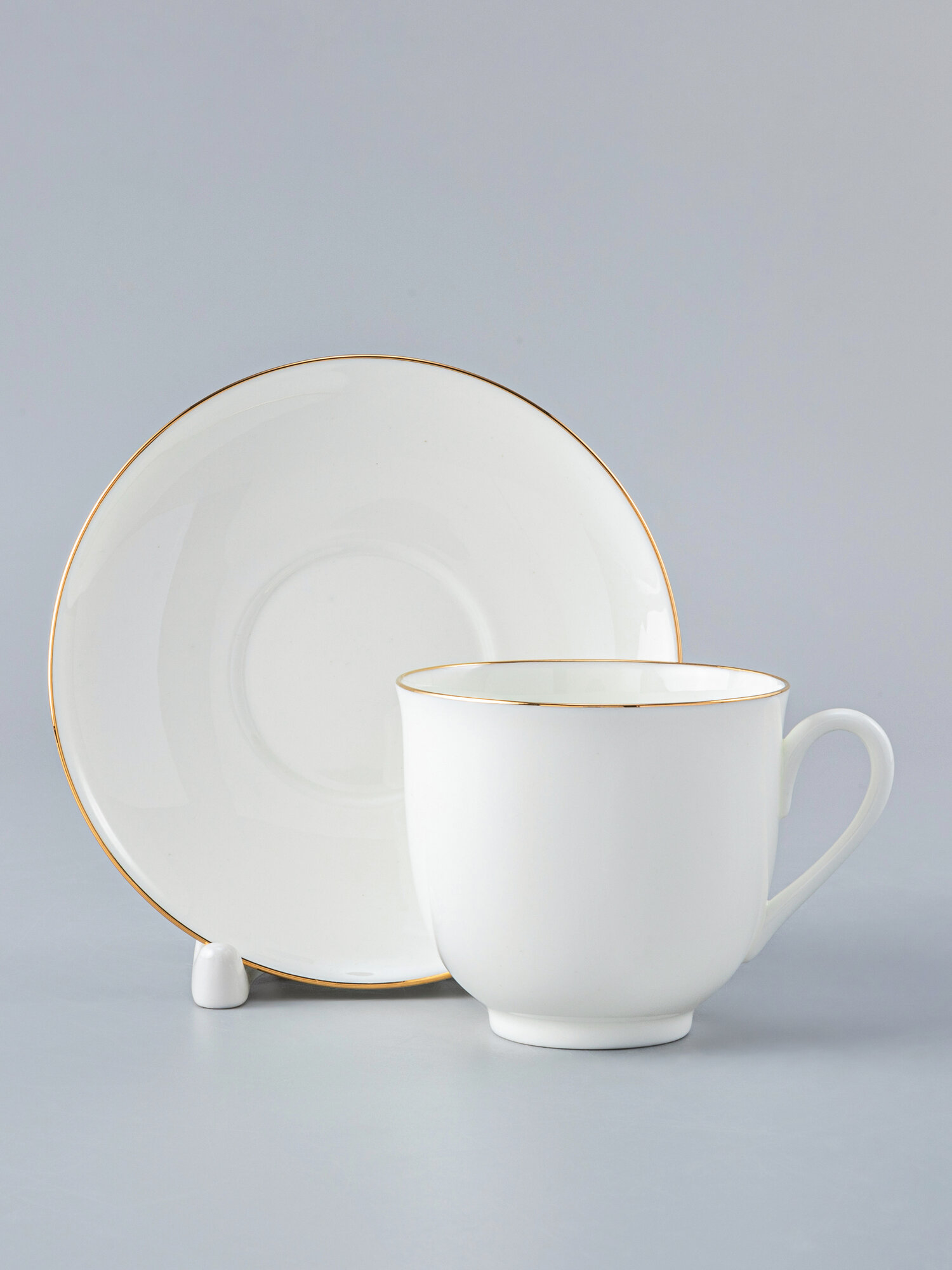 Кофейная пара Золотой кантик, форма Ландыш, Императорский фарфоровый завод, 160мл , костяной фарфор