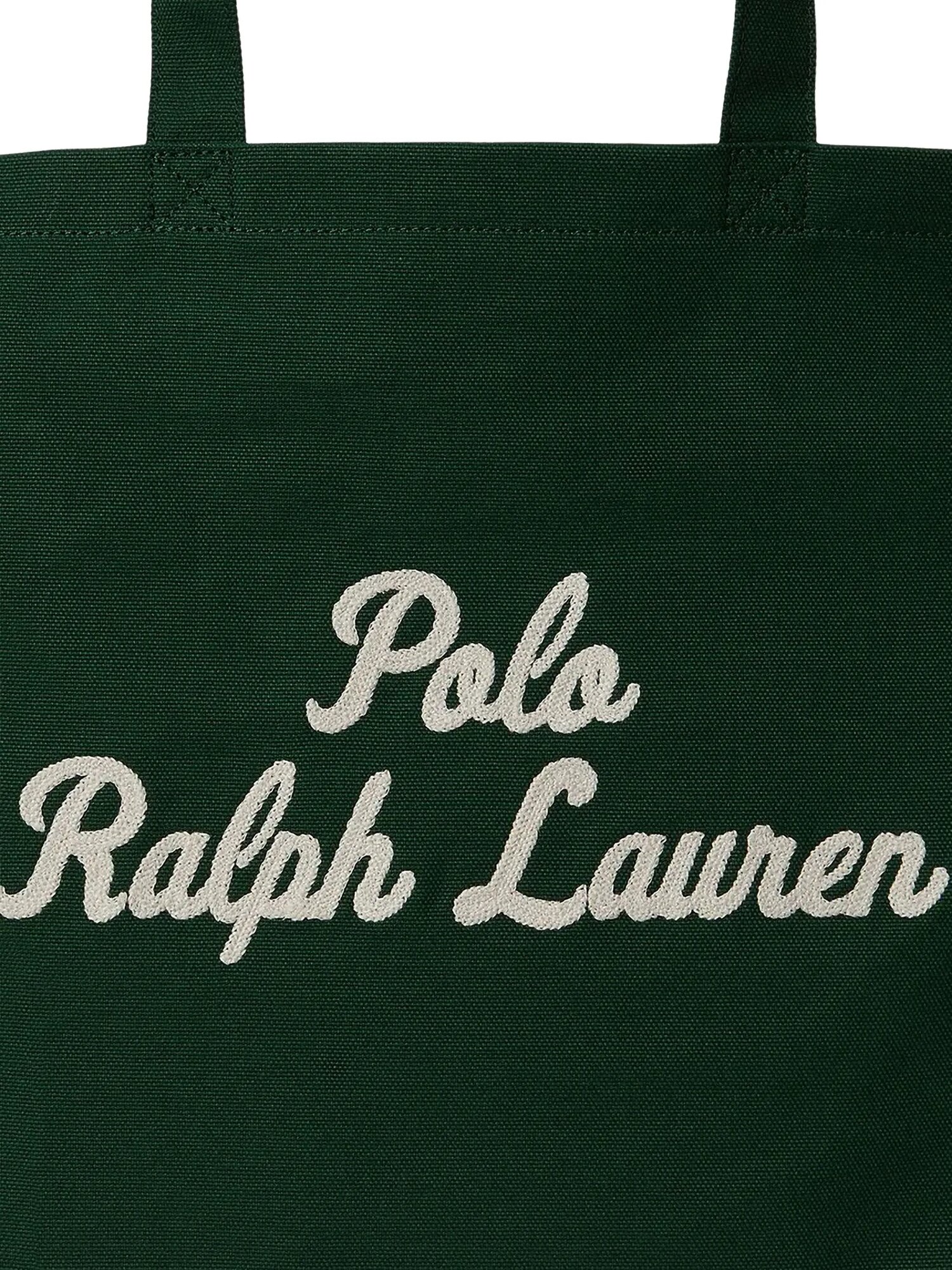 Сумка Polo Ralph Lauren Logo-embroidered tote bag, green — фото 1