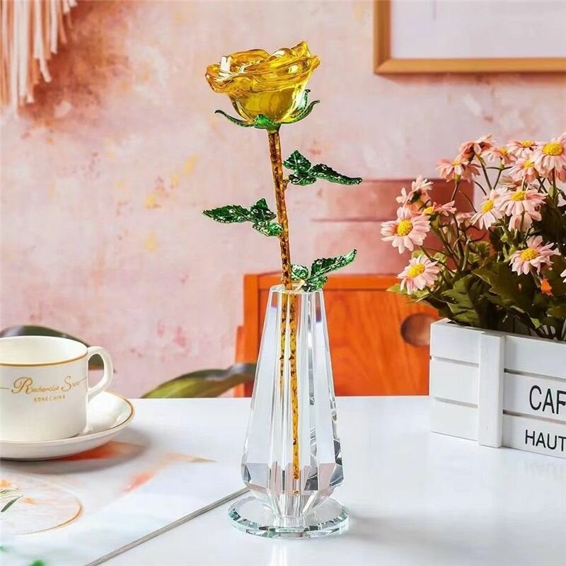 Хрустальная роза + украшение вазы