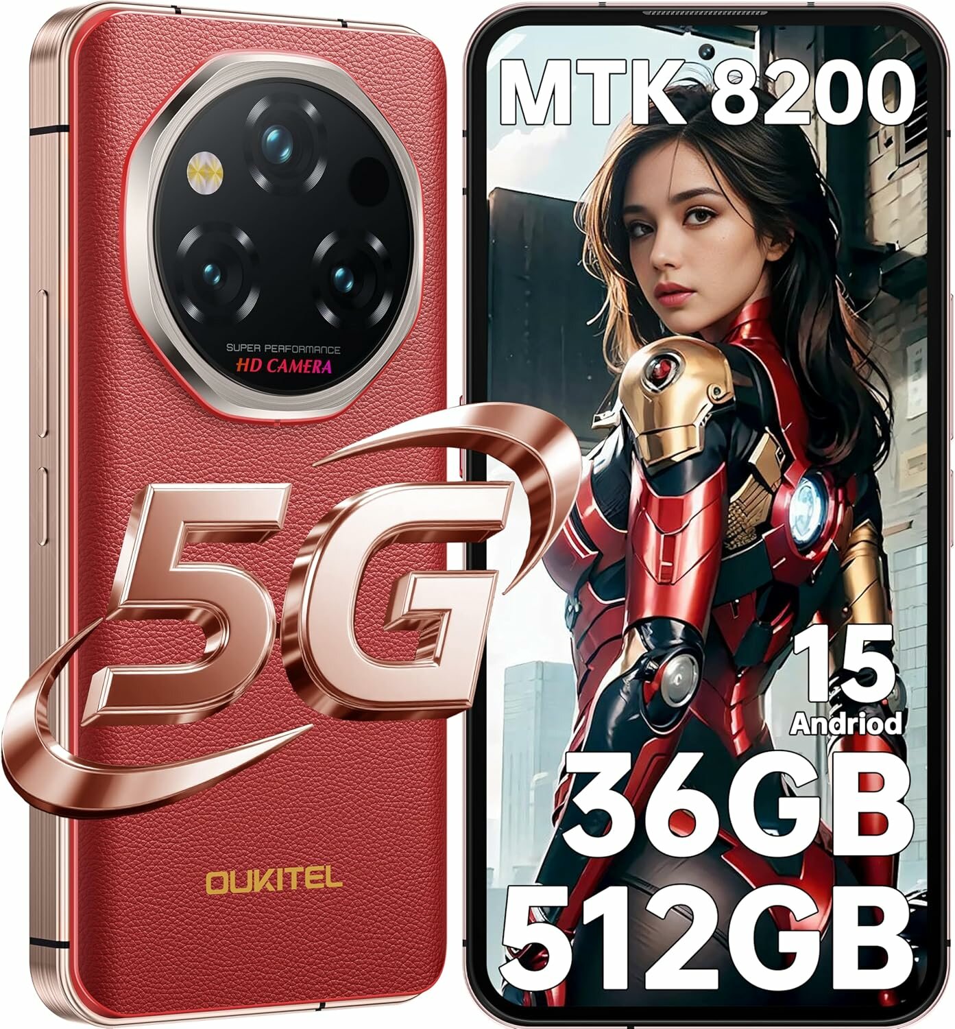 Защищенный телефон OUKITEL WP210 5G, 12 ГБ ОЗУ, 512 ГБ, 6,7-дюймовый FHD AMOLED-дисплей