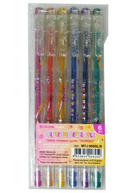 Ручки гелевые Crown, 6 цветов 1 мм