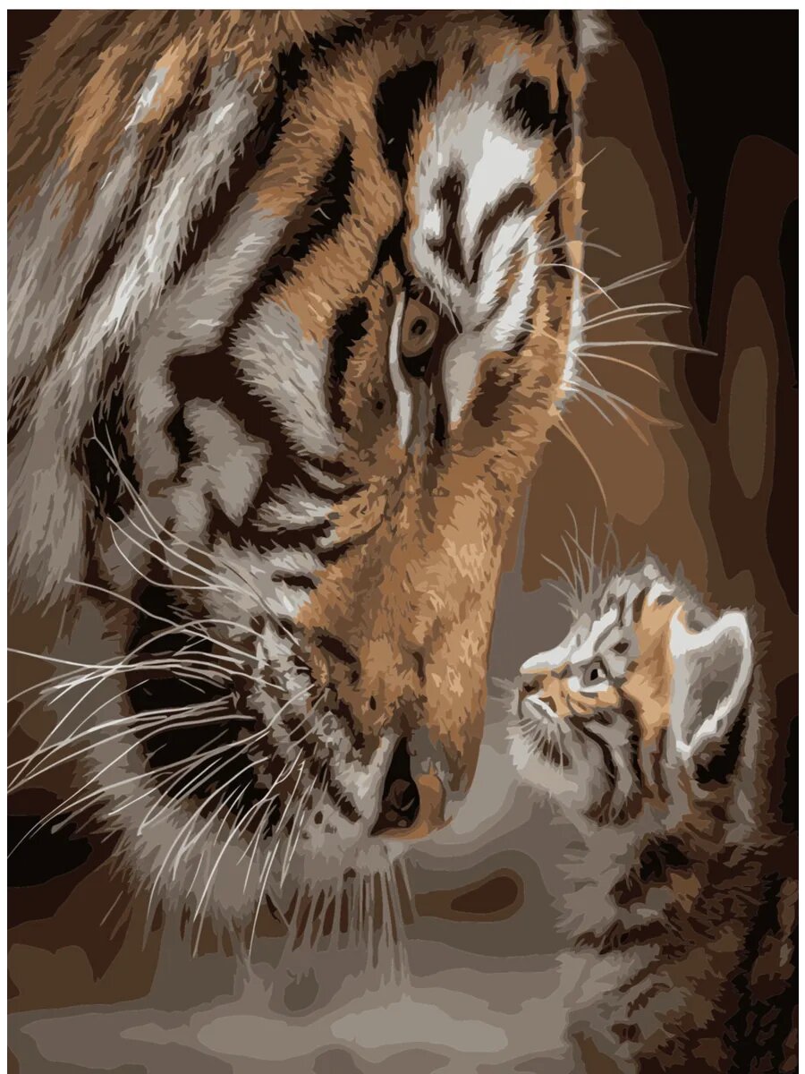 Картина по номерам 30x40 см тигрица с тигренком