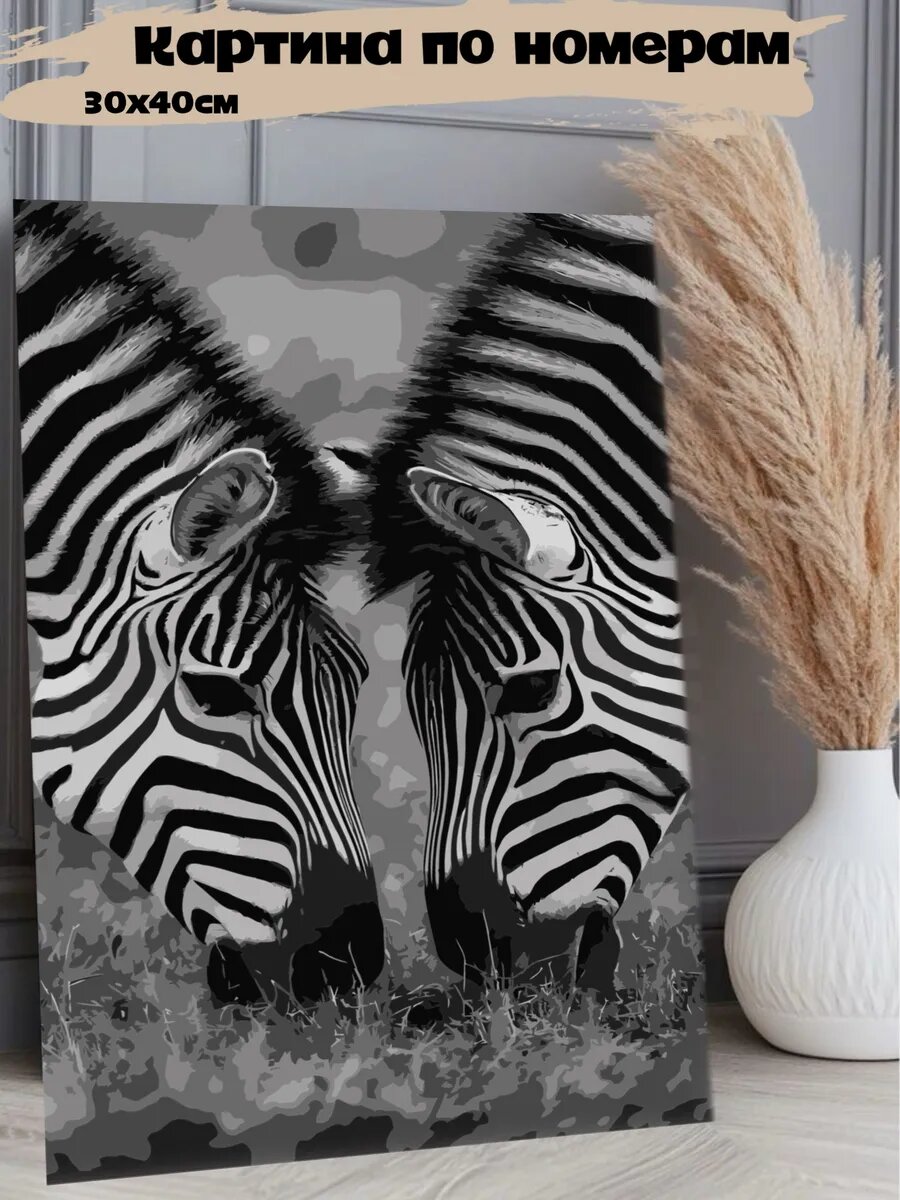 Картина по номерам 30x40 см зебры