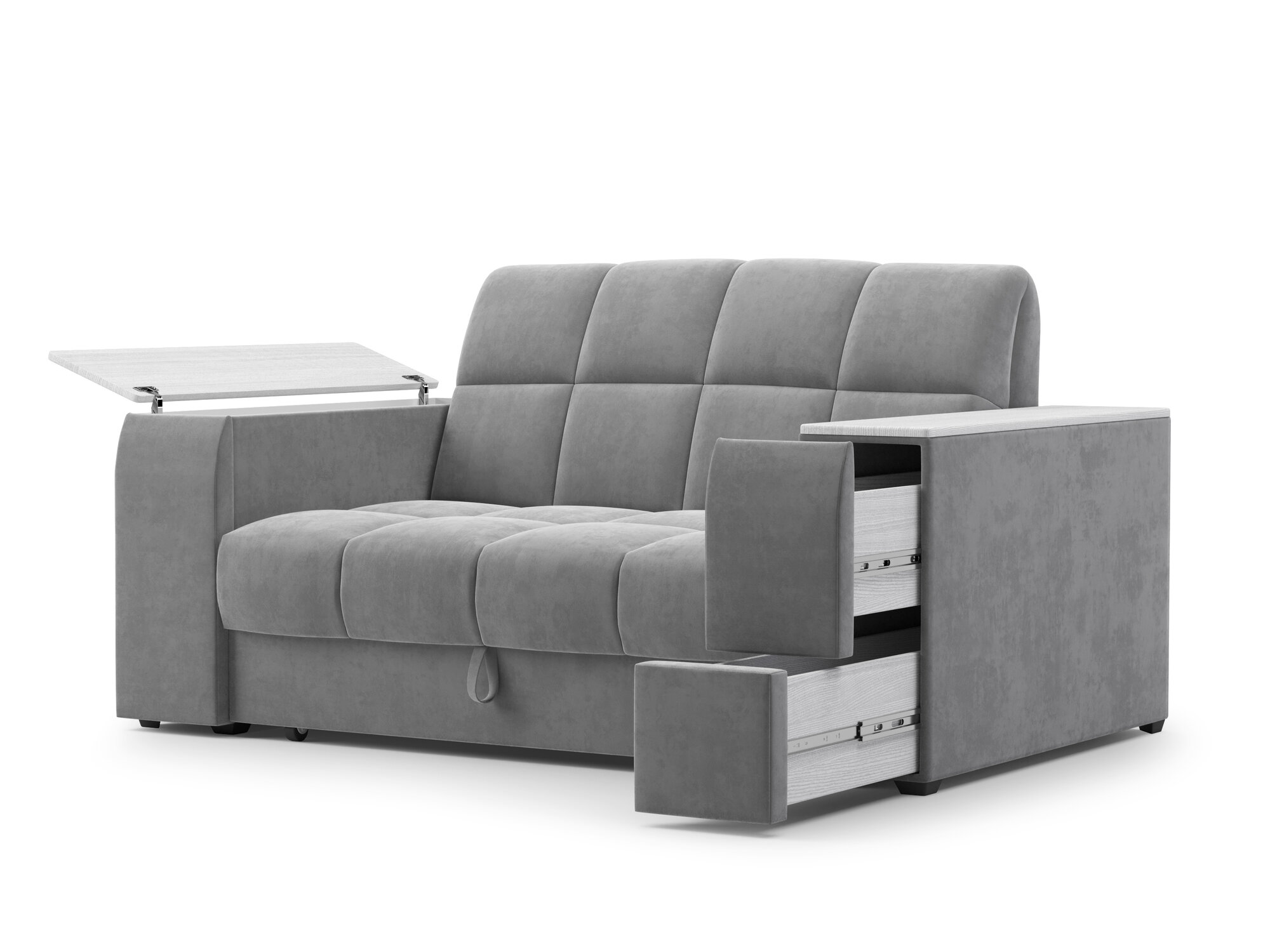 Диван-кровать Флай, аккордеон, ортопедическое основание, подлокотники короб+ящики, 120*200, съемный чехол, велюр