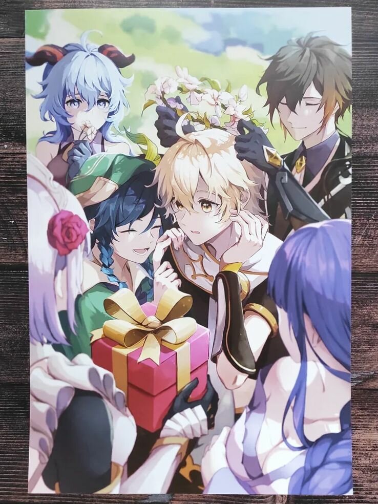 Плакат А3 Итэр и его друзья "Genshin Impact"/"Геншин Импакт"