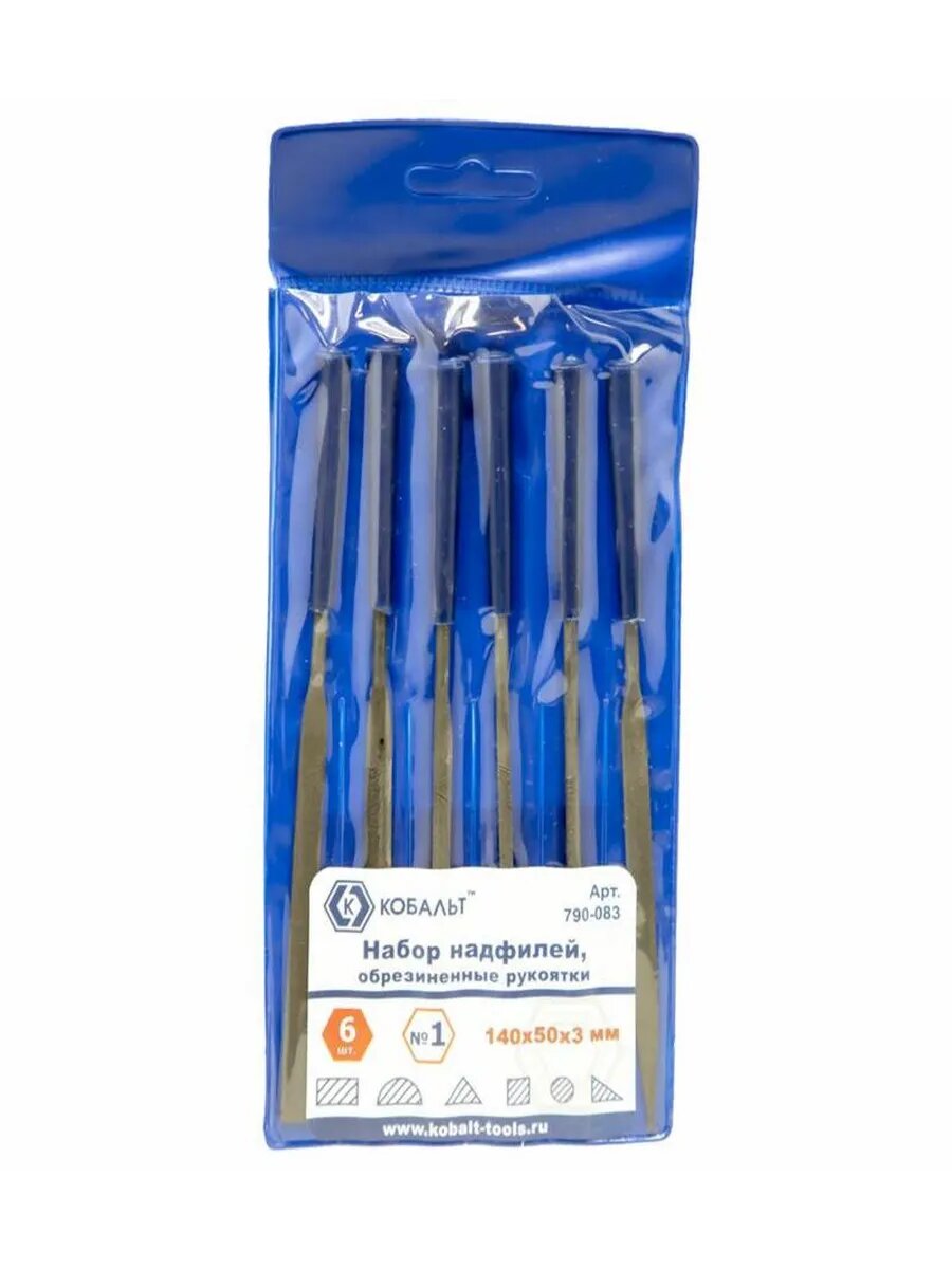 Набор надфилей № 1, 140х 50х3 мм, обрезиненные рукоятки (6