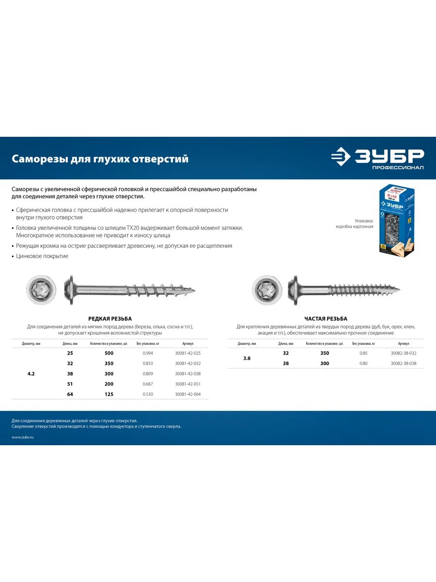 32 х 3.8 мм, частая резьба, ТХ20, цинк, 350 шт, саморез для
