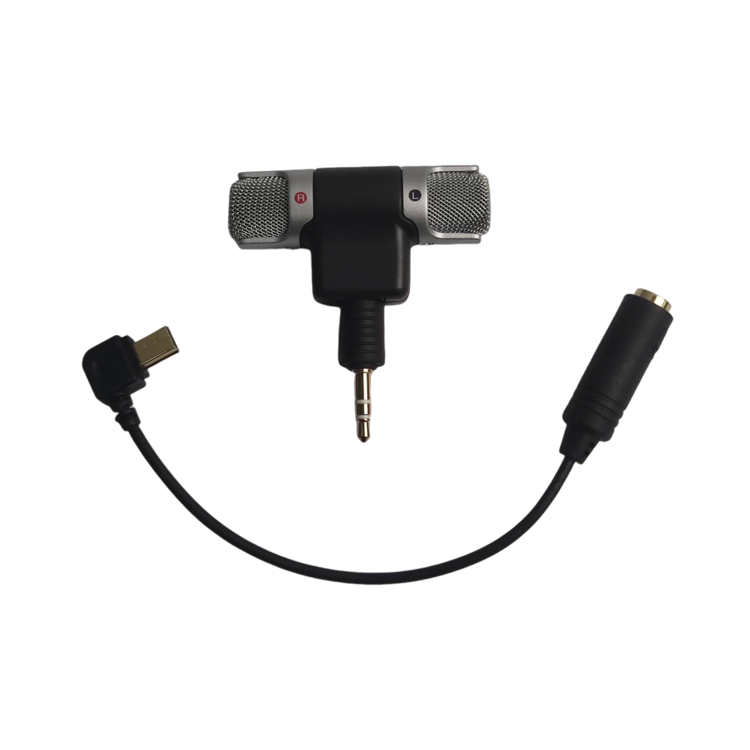 Микрофон стерео 3.5mm с адаптером USB для камер Hero 3/3+/4, смартфонов, вес упаковки 30g, в комплект входят 1 микрофон (цвет случайный) и 1 адаптер