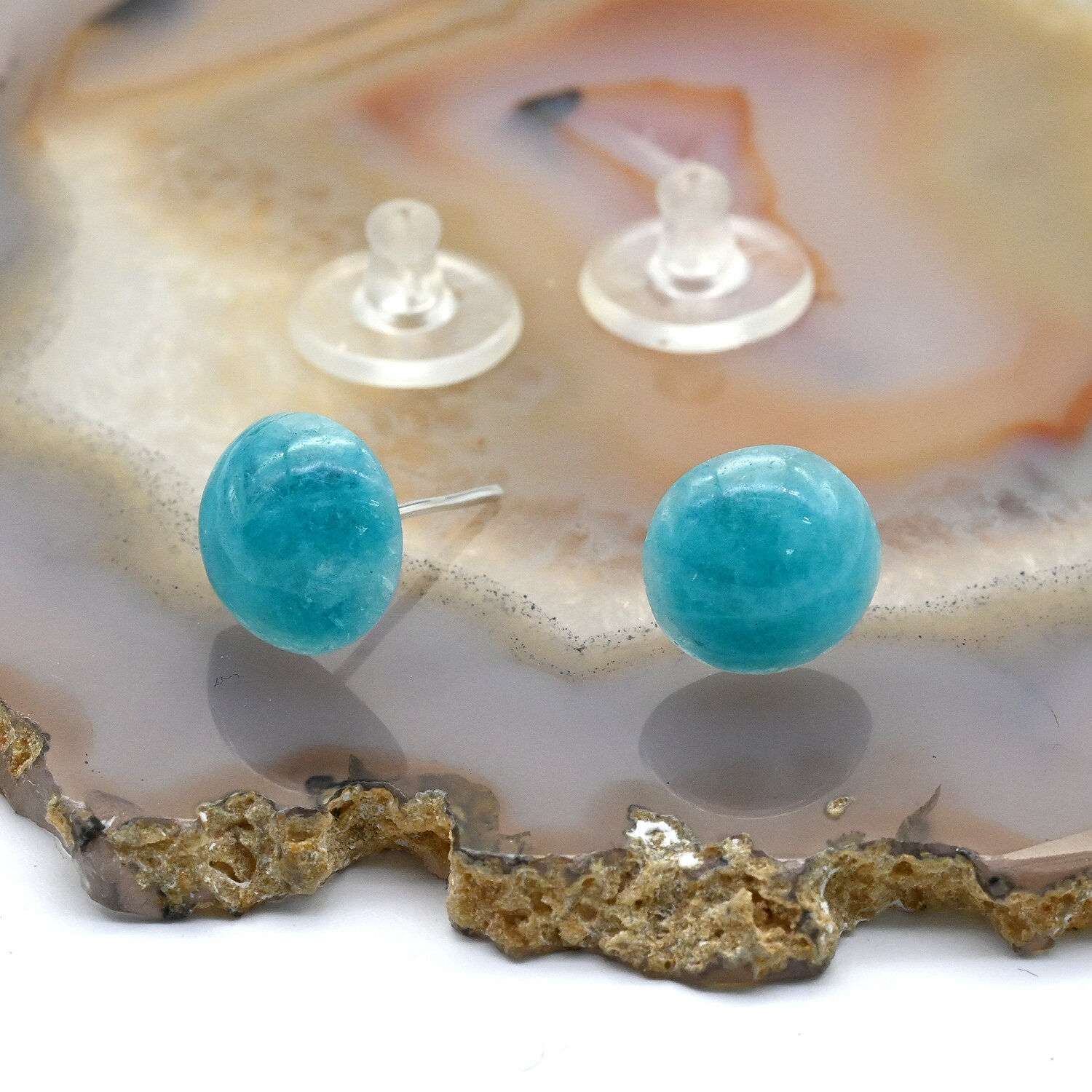 Серьги пусеты, кварцит