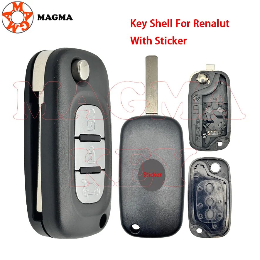 MAGMA складной корпус дистанционного ключа для Renault Fluence Clio Megane Kangoo Modus Lada Granta Kalina Priora Vesta XRAY с наклейкой