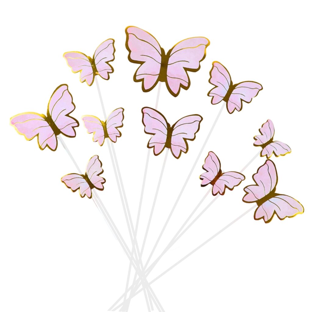 10 Многоразовых украшений для кексов в форме бабочек, безопасных для еды, для тортов на день рождения и свадьбу