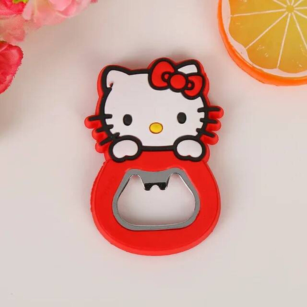 Милая силиконовая открывалка для вина Hello Kitty в мультяшном стиле, розовая, с сердечком, для пивных бутылок, персонализированный магнит на холодильник Mymelody, подарок.