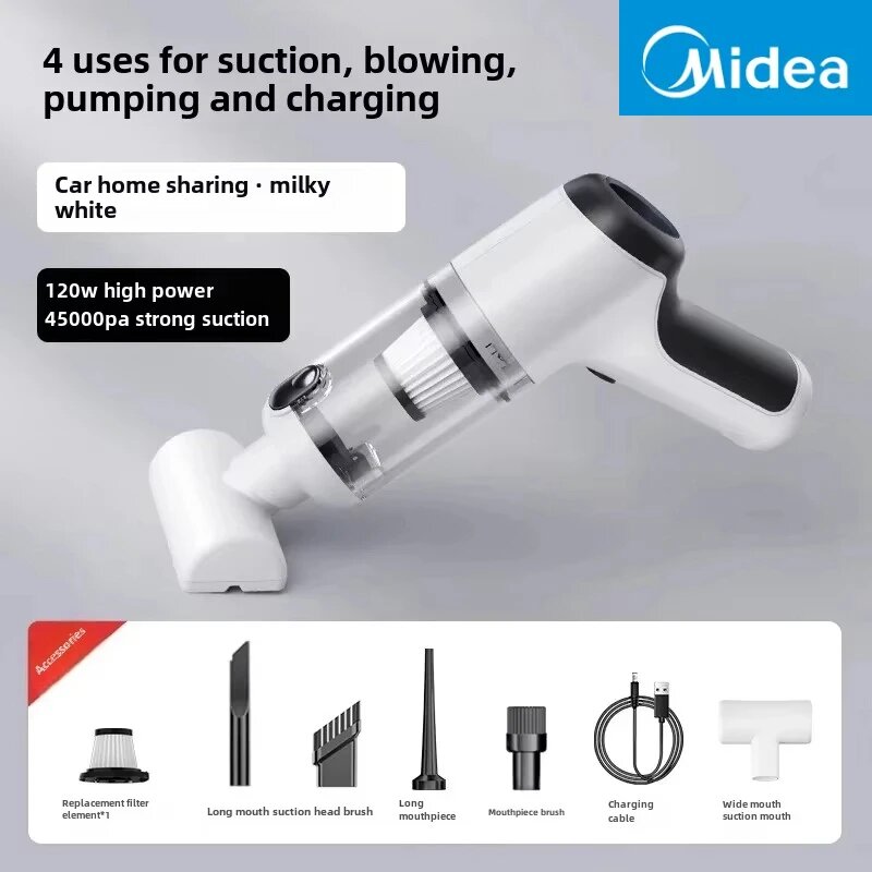 Midea Портативный беспроводной пылесос Белый, white SET
