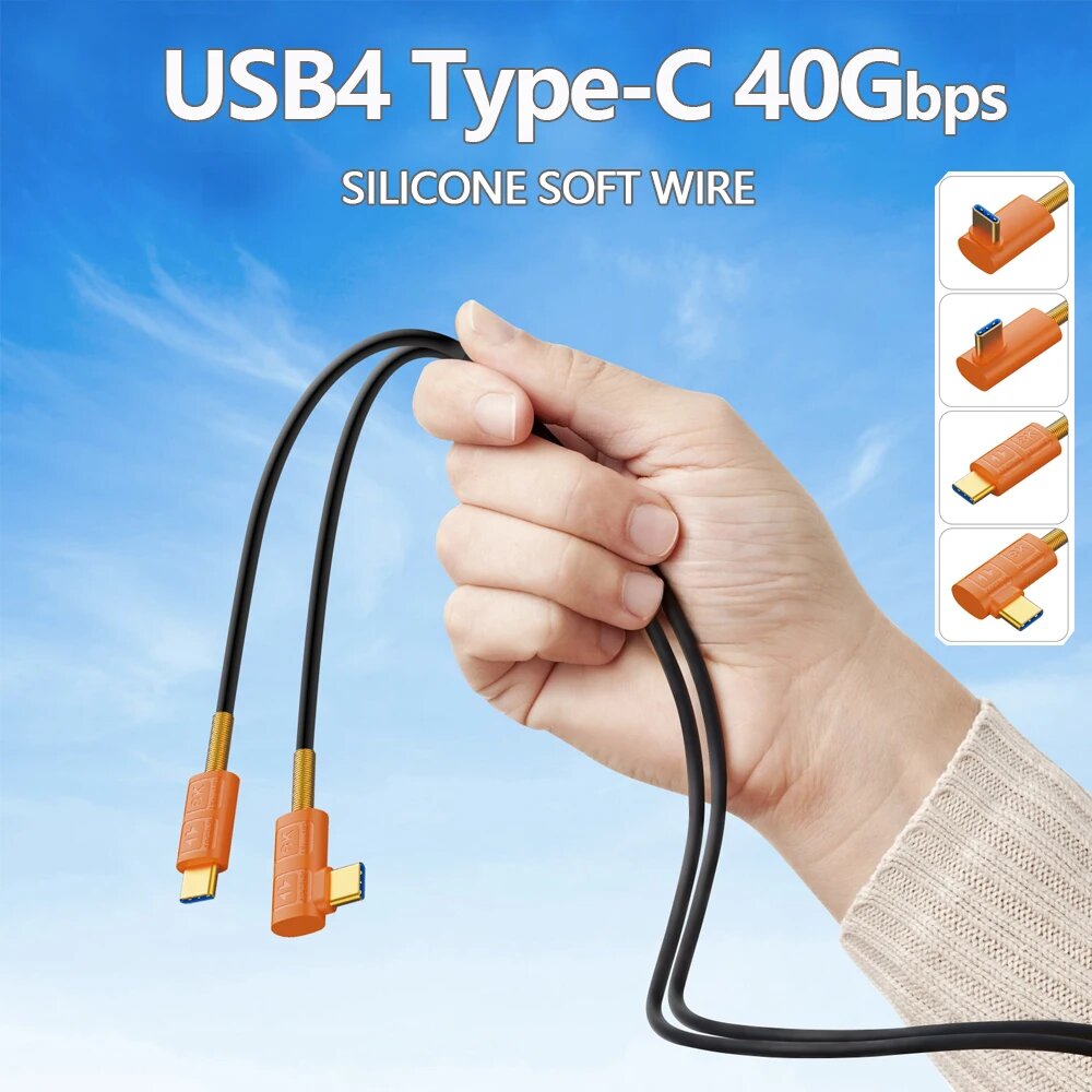 Кабель USB 4 Type-C на Type-C 1.2м, USB4 Straight-Left — фото 1