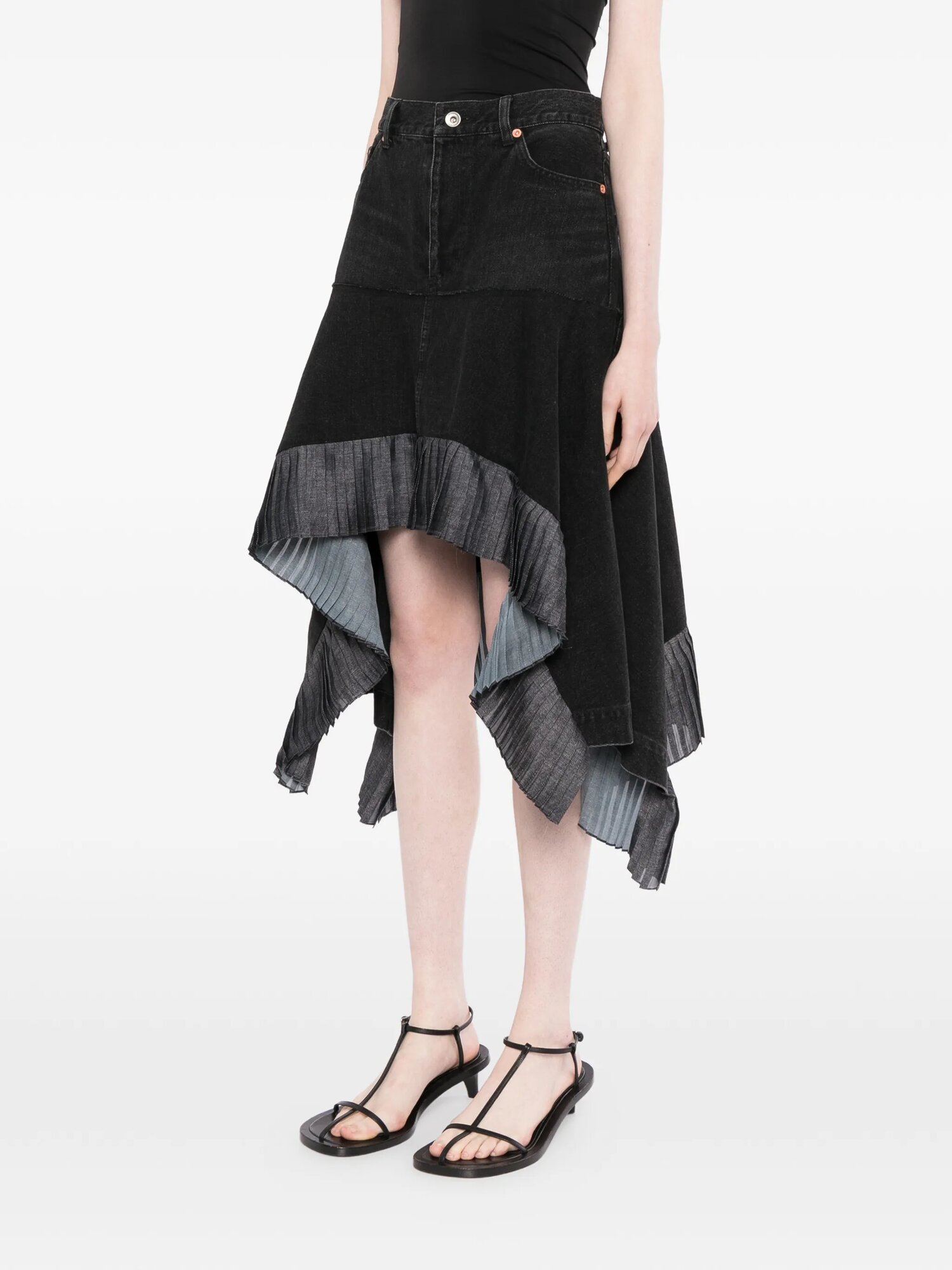 Юбка Sacai Denim midi skirt, размер 48, черный — фото 1