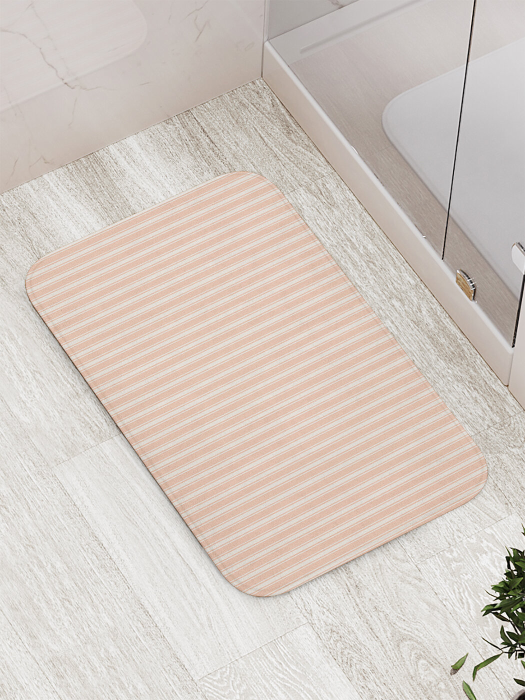 Коврик для ванной комнаты, туалета "Бежевая геометрия" противоскользящий, 52х77 см, JoyArty