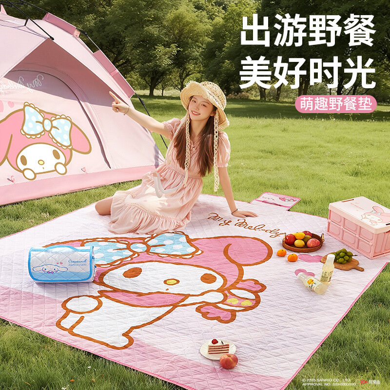 Влагостойкий коврик Sanrio, коврик для пикника, подушка для музыкального фестиваля, утолщенный коврик для кемпинга на открытом воздухе, пляжный коврик, портативный напольный коврик.