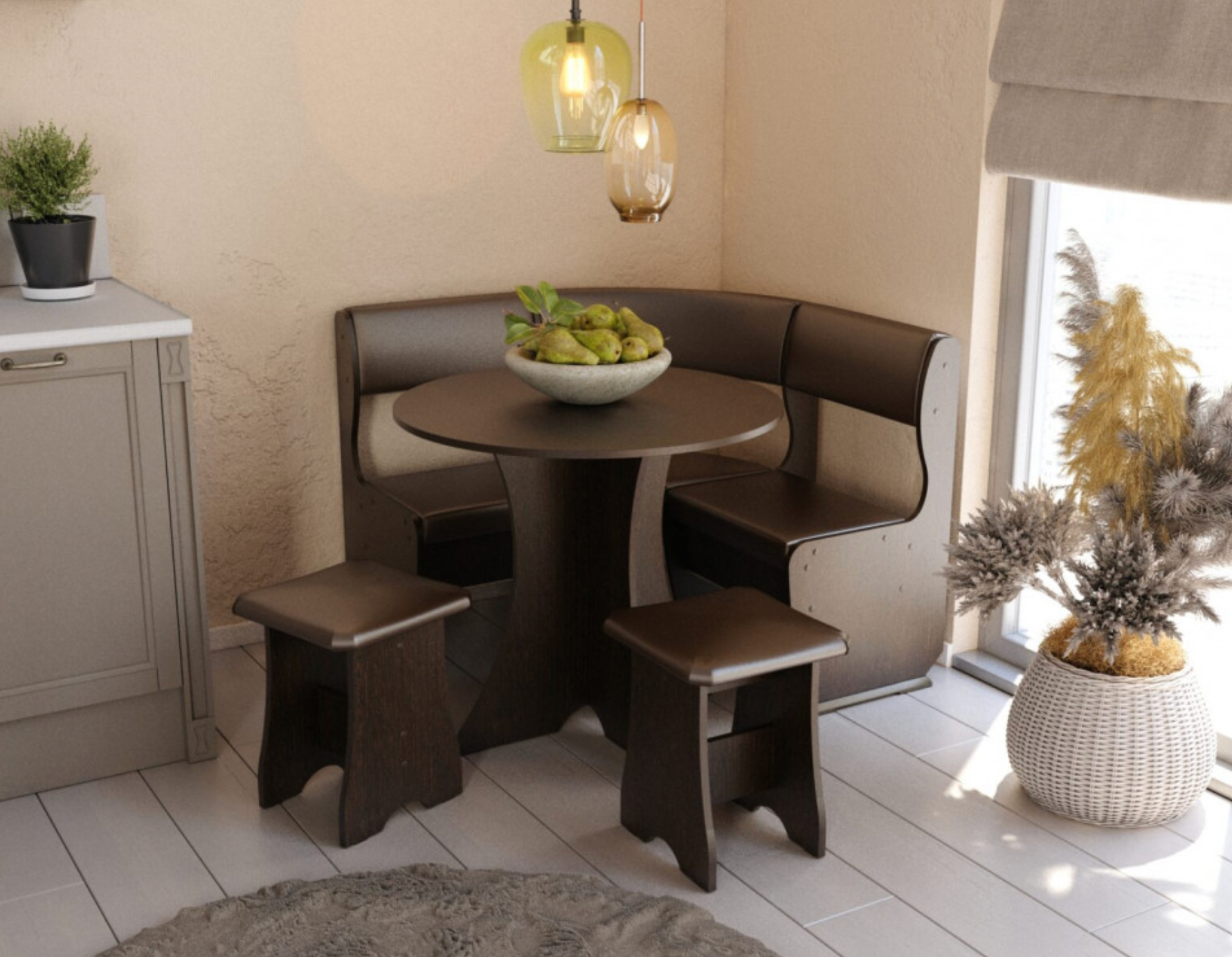 Кухонный уголок Тип 1 мини венге/шоколад Андрей-1 (ШхВхГ) 1050x850x1050