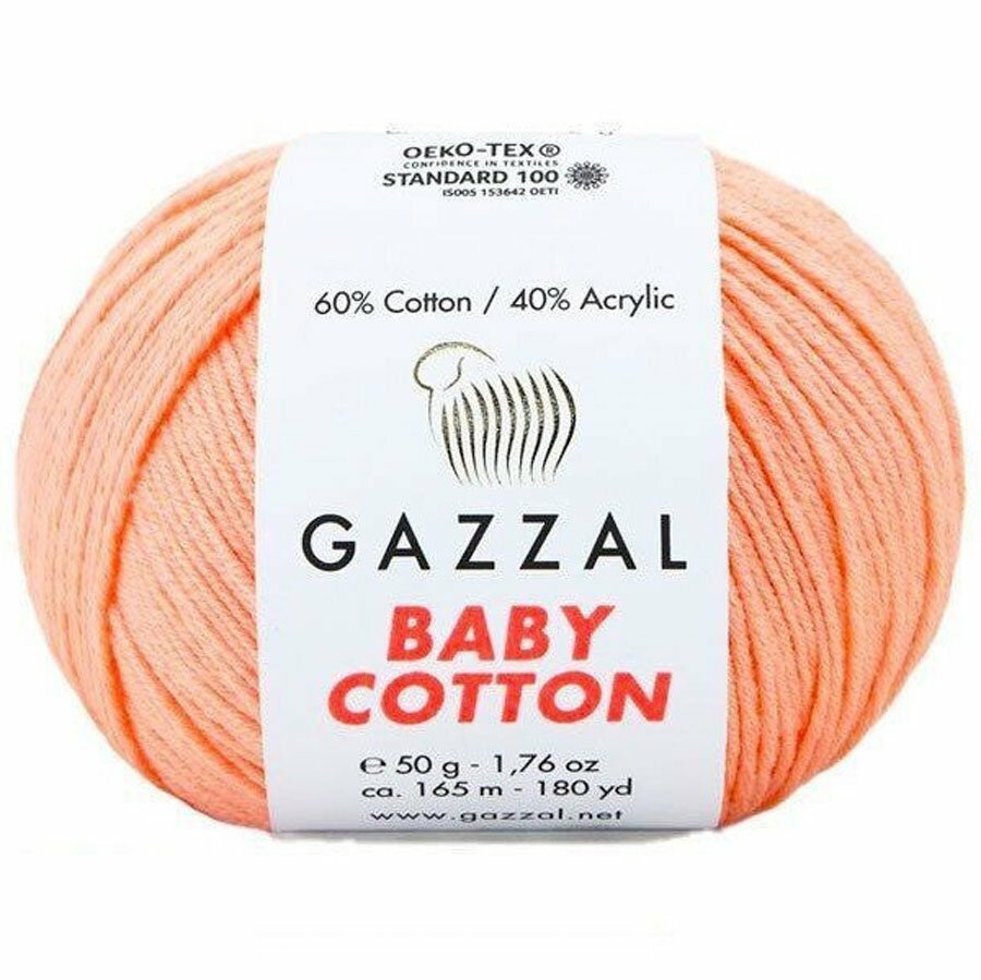 Пряжа Gazzal BABY COTTON 3412 персик (5 мотков)