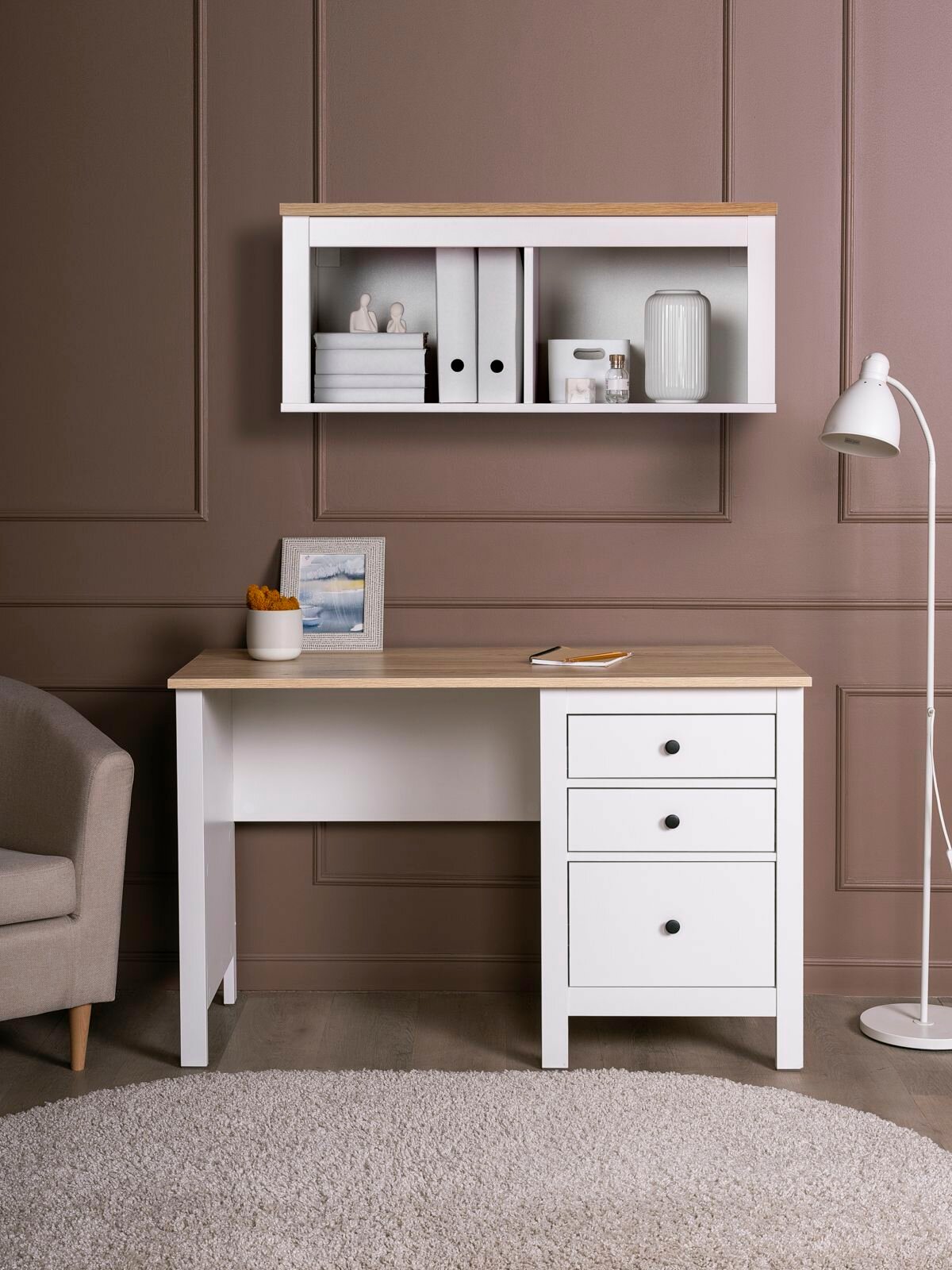 Стол письменный Сага, 120х56, белый/ясень, ГУД лакк