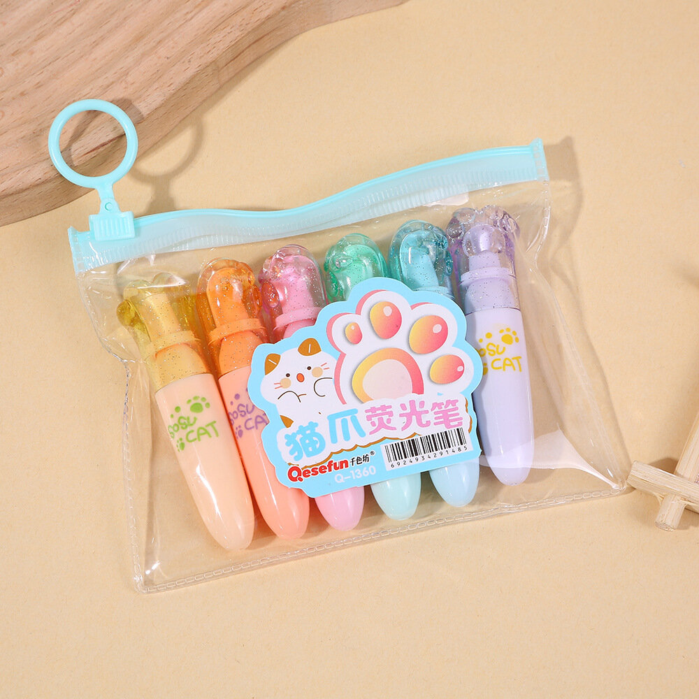 Ручка-маркёр с кошачьей лапкой, милый мультяшный дизайн, защита для глаз, золотая пудра, кошачья лапка, ручка для заметок, маркер, граффити-ручка