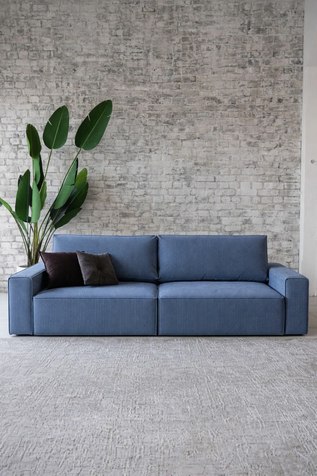 Диван кровать прямой Корсо в гостиную, синий, 244x100x64