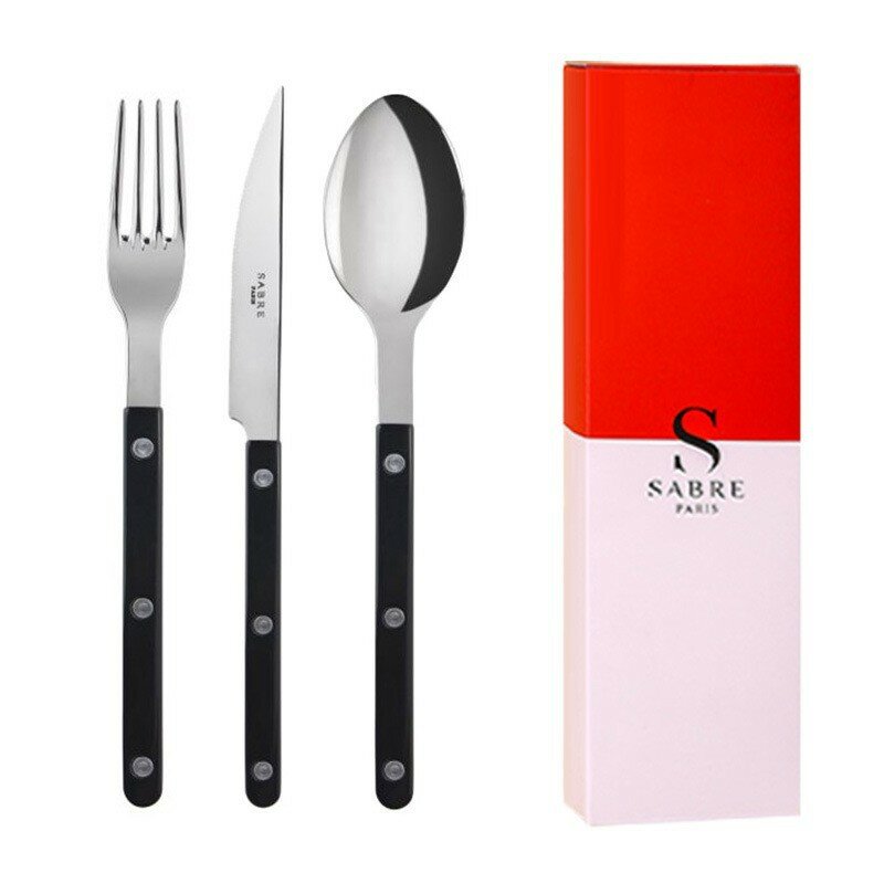 В наличии! Набор столовых приборов French Saber Paris, цветной глянцевый, для небольших ресторанов, нож, вилка, ложка, 4-х предметный набор, винтажный французский стиль