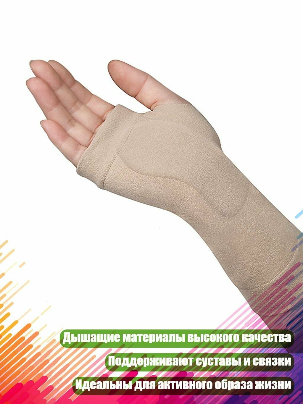 Утепленные перчатки без пальцев с поддержкой запястья, Правая рука