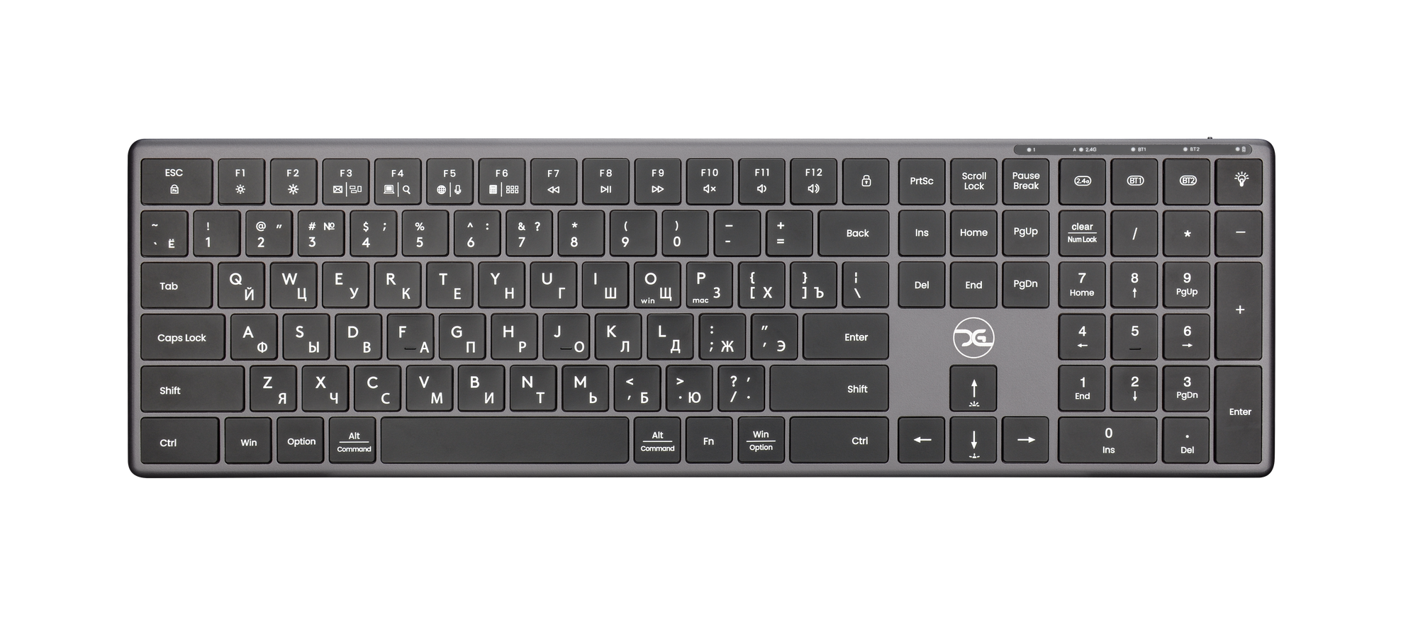 Беспроводная ультратонкая клавиатура xGhost Blade, 110 клавиш, ножничные переключатели, алюминиевый корпус, Space Grey