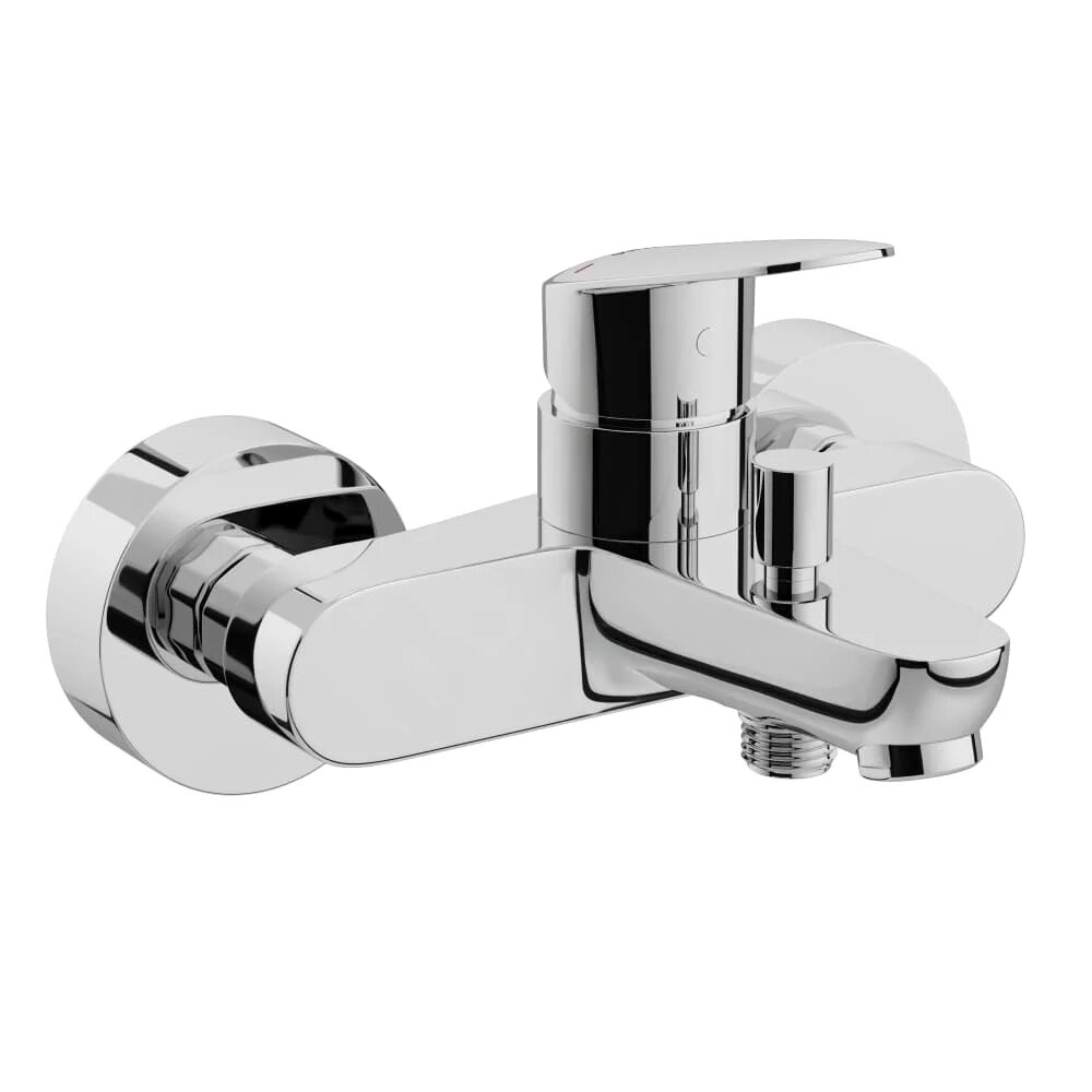 Смеситель для ванны с душем VitrA Flow Round A43057EXP1 настенный, однорычажный, хром, глянцевый, латунный, без лейки, с керамическим картриджем