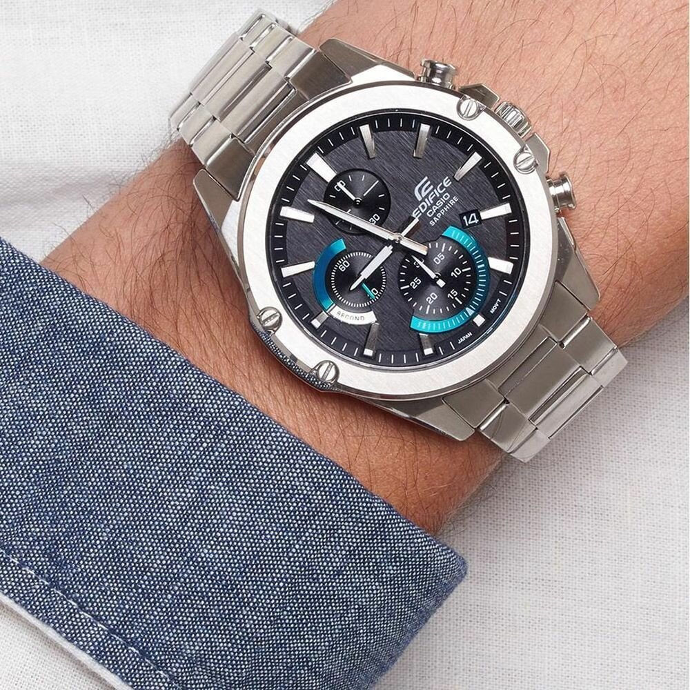 Наручные часы CASIO Edifice, бирюзовый, серебряный, черный — фото 1