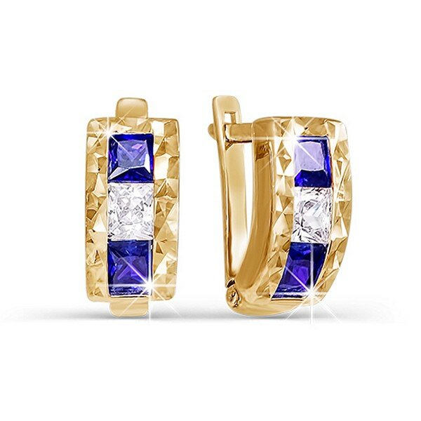 Серьги, красное золото, 585 проба, фианит