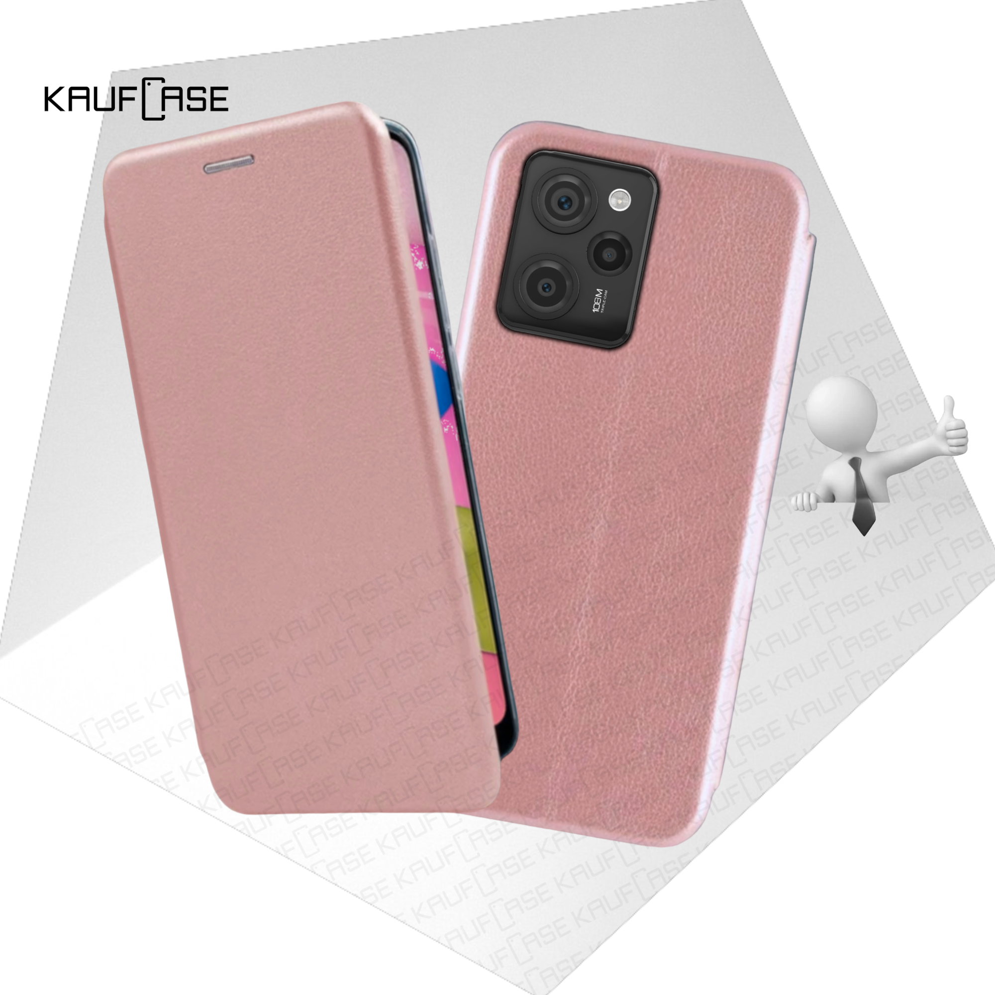 Чехол книжка для телефона Xiaomi Poco X5 Pro (6.67"), розовое золото. Текстура под кожу