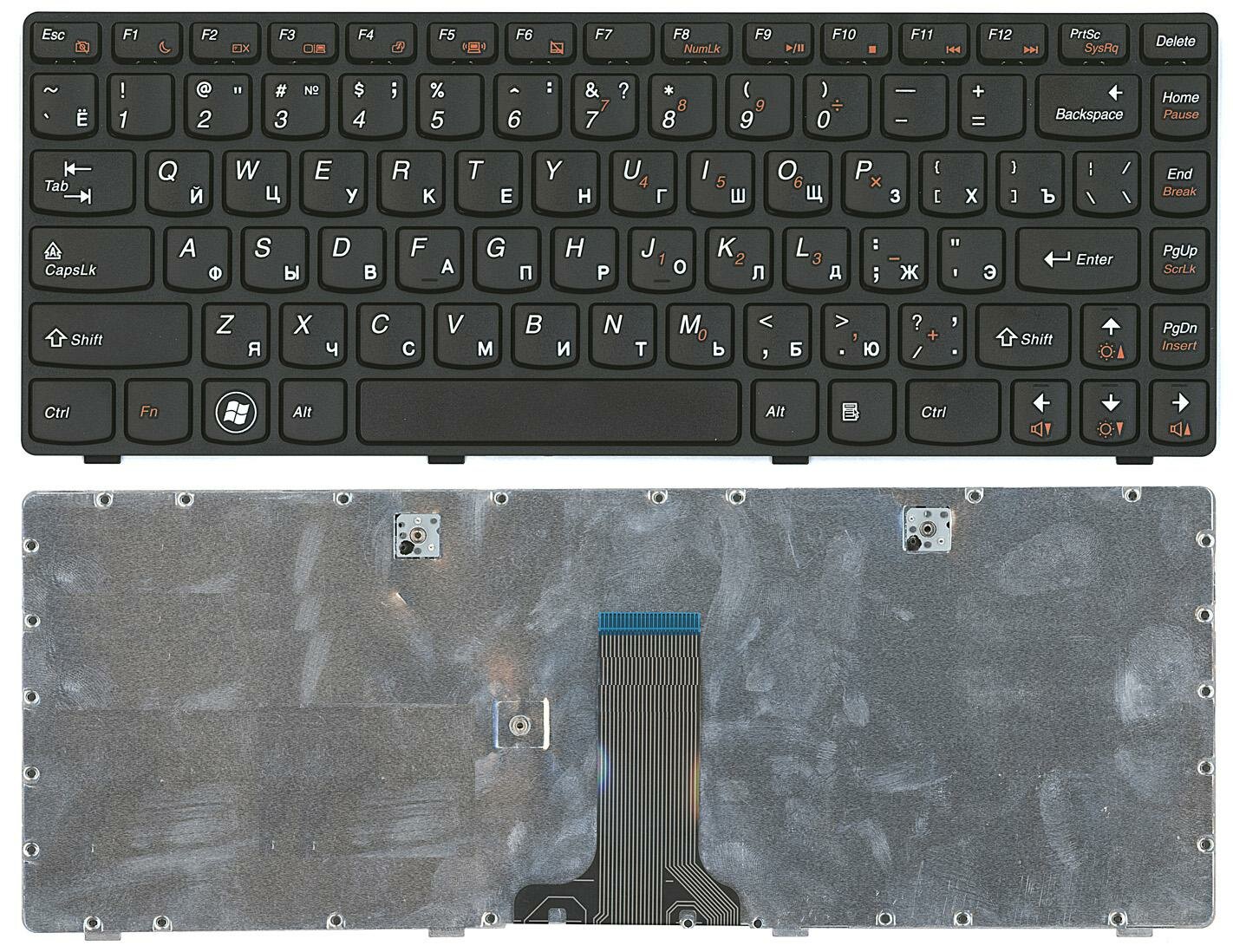 Клавиатура для ноутбука Lenovo G480 черная с черной рамкой