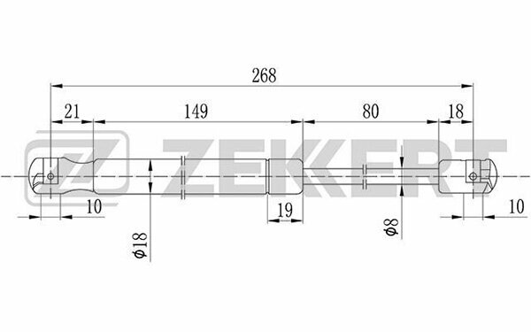Амортизатор багажника Jeep Commander 05-, Nissan Primera (P12) 02- Zekkert