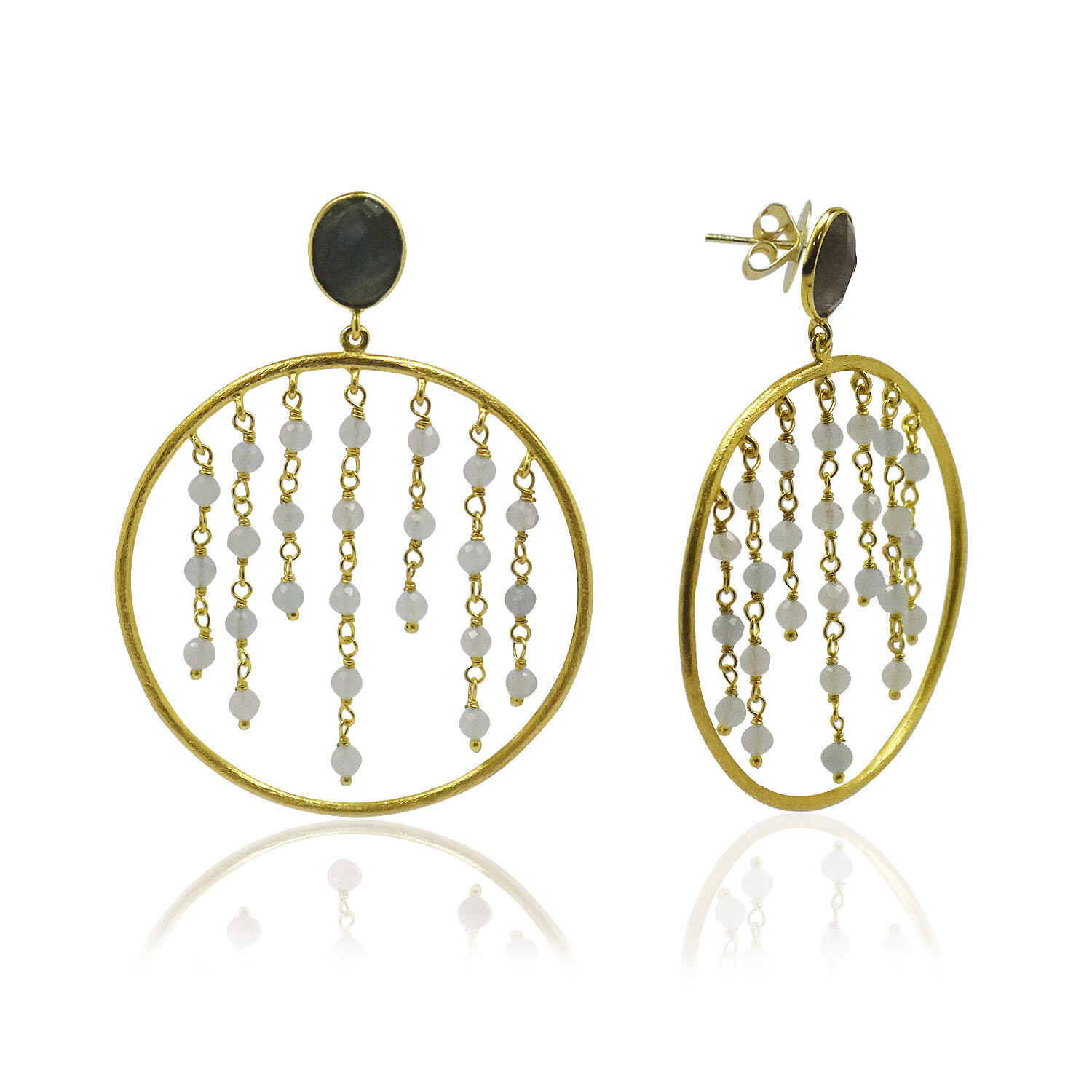 Серьги, серебро, 925 проба, лабрадорит