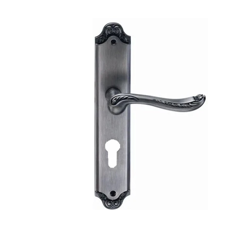 Ручки дверные на планке Archie GENESIS Acanto Bl. Silver (CL) - под ключ. цилиндр, черненое серебро