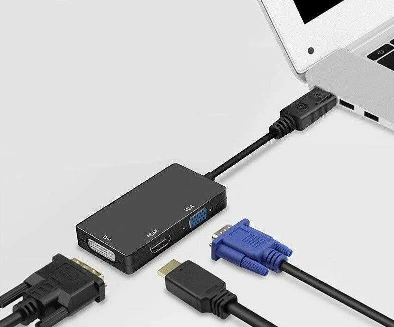 Переходник Display Port DP 20 pin - VGA, HDMI, DVI, черный